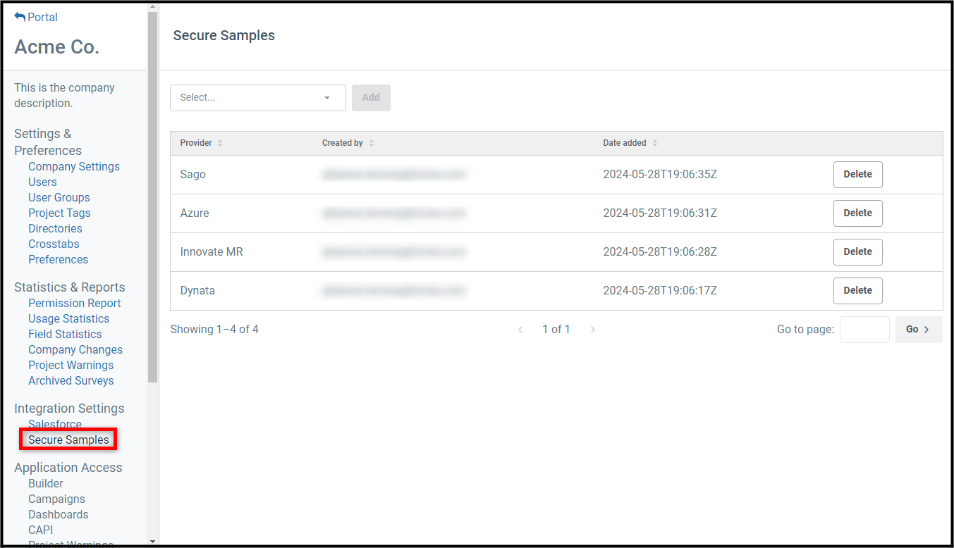 Configuring Secure Samples – Surveys