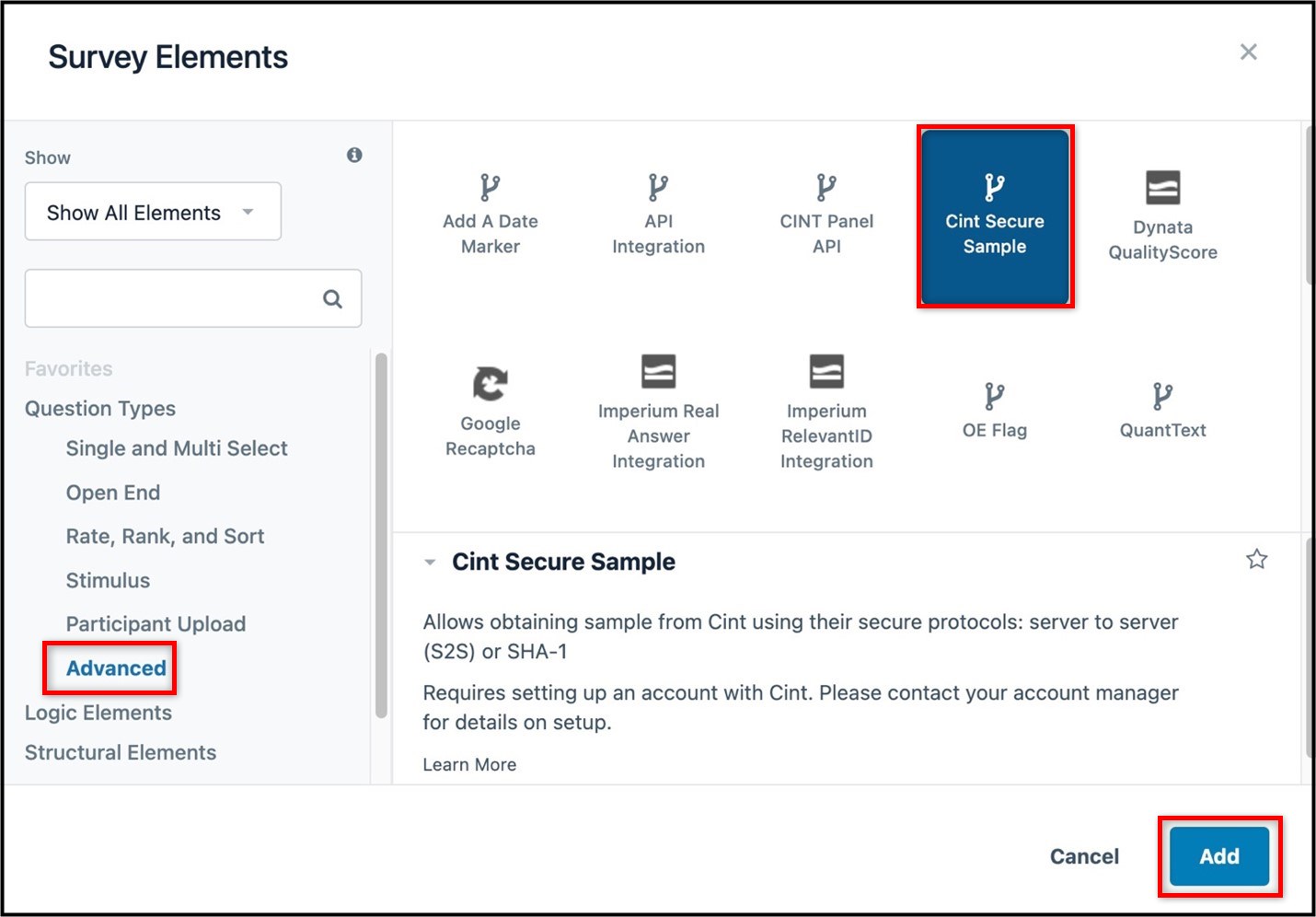 Cint Secure Sample Integration – Surveys