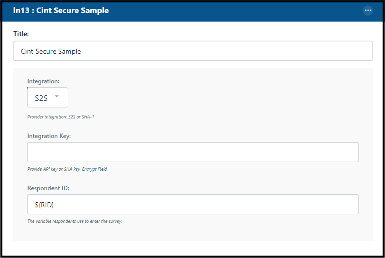 Cint Secure Sample Integration – Surveys